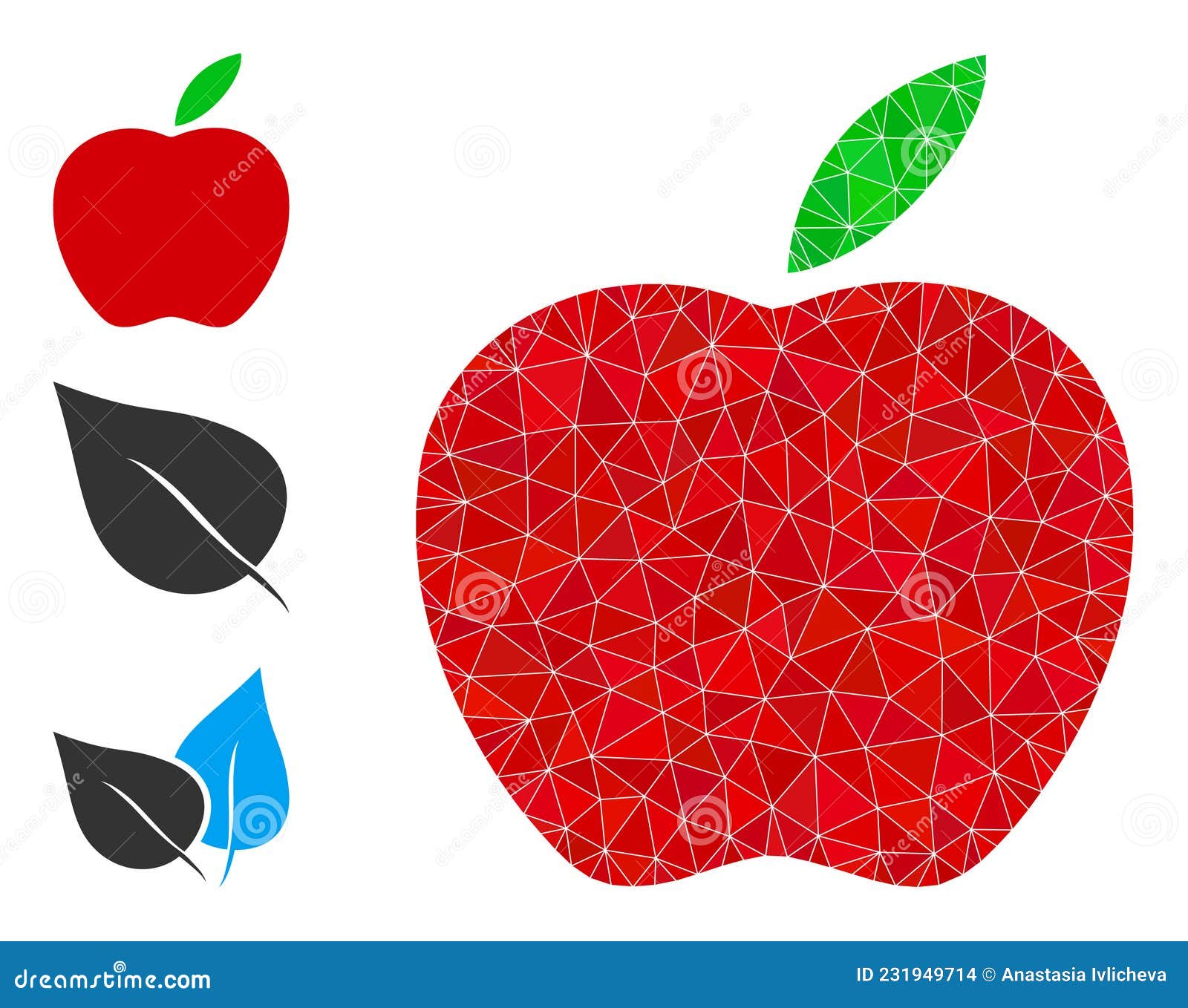 Vector Polygonal Apple Icon with Similar Icons Stock Vector ...
