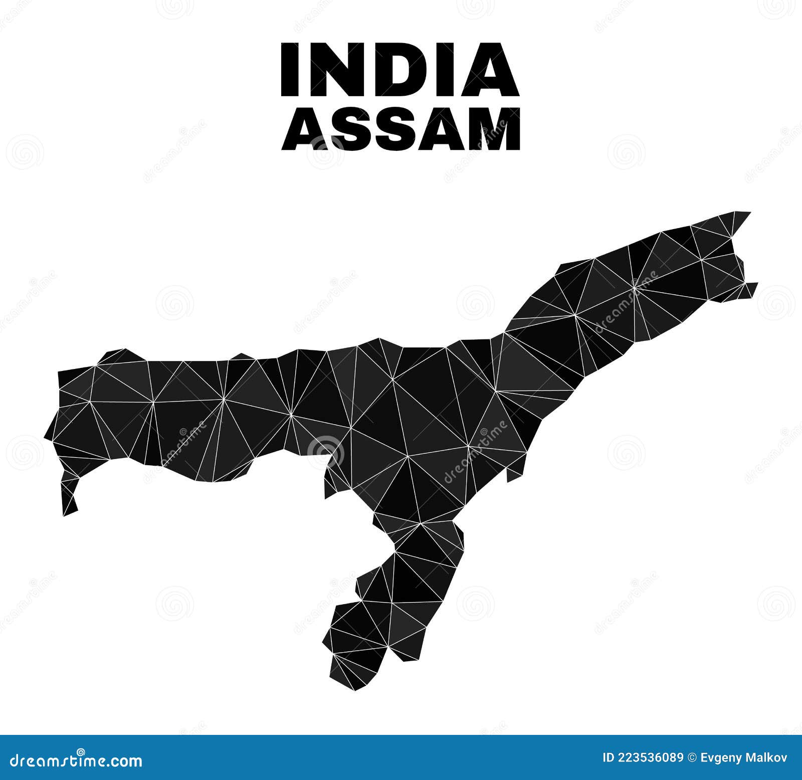 Vector Polygonal Assam State Map Stock Vector - Illustration of ...