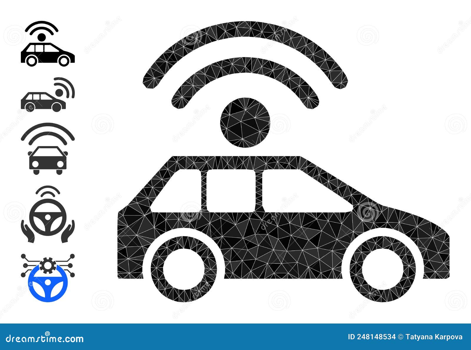 Vector Polygonal Automatic Car Icon and Additional Icons Stock Vector ...