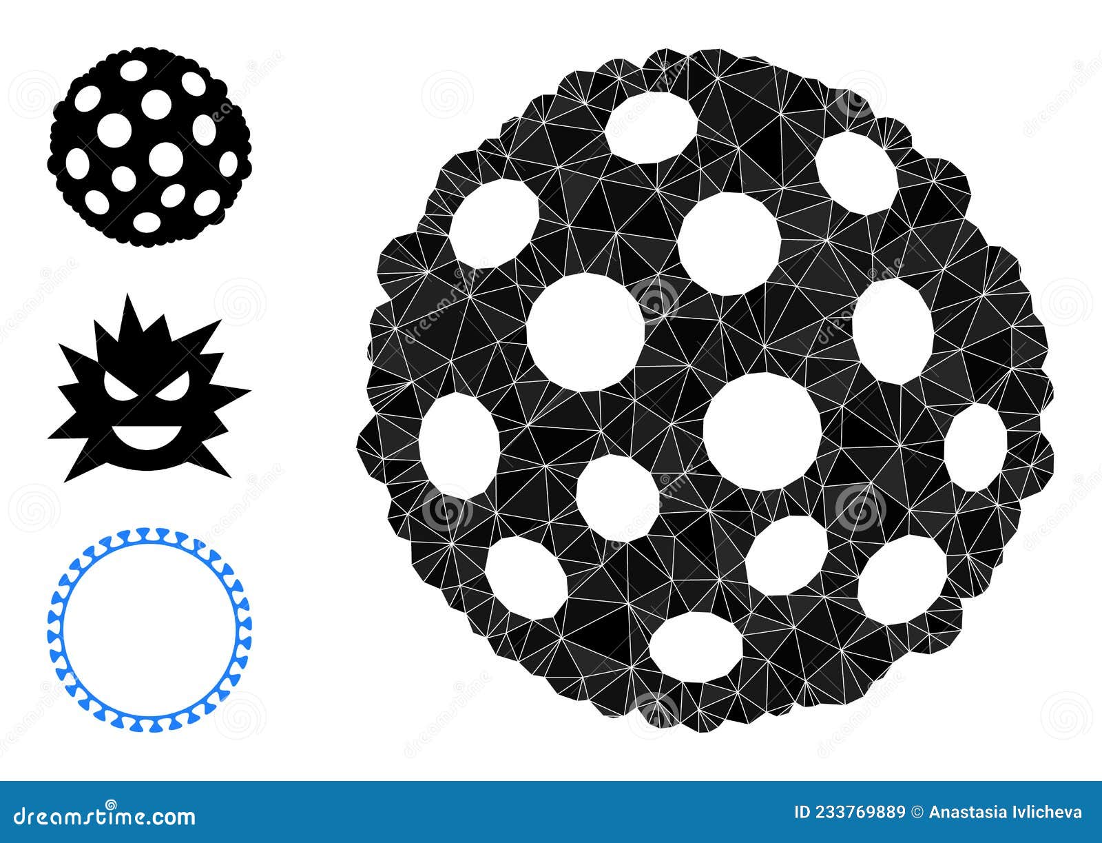 Vector Polygonal Bacterium Spore Icon With Other Icons | CartoonDealer ...