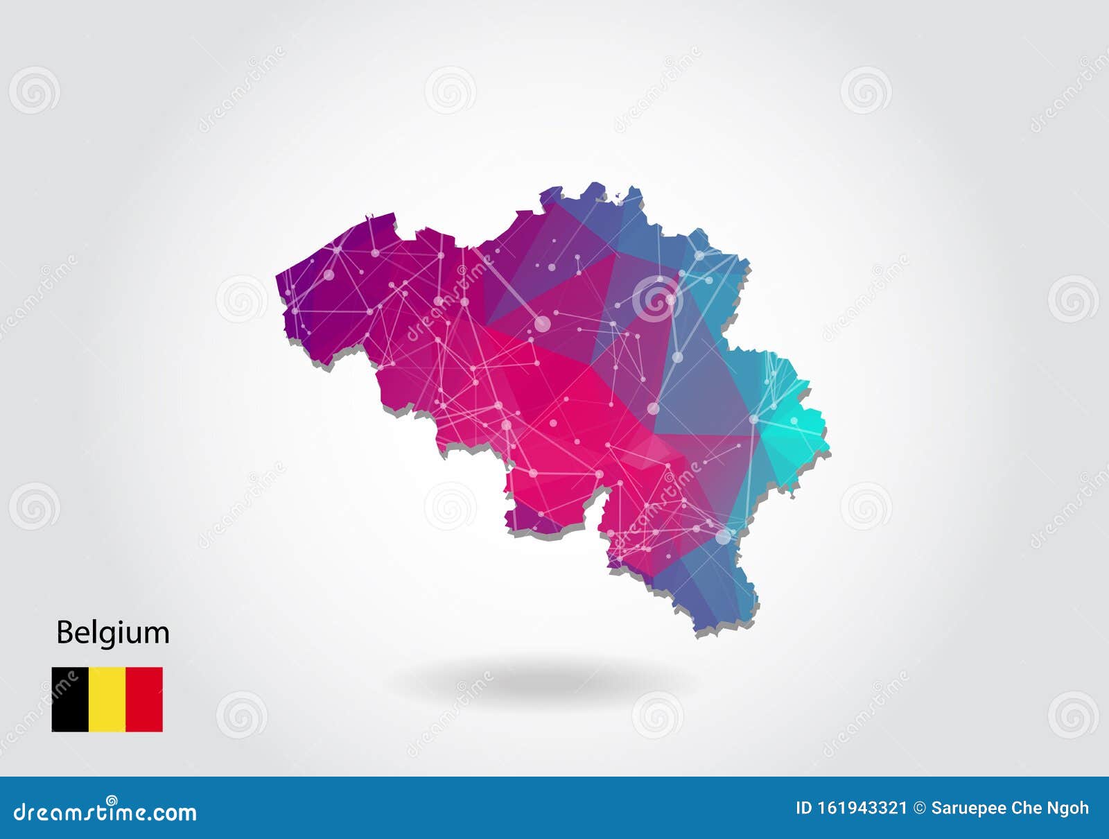 Vector Polygonal Belgium Map. Low Poly Design. Map Made of Triangles on ...