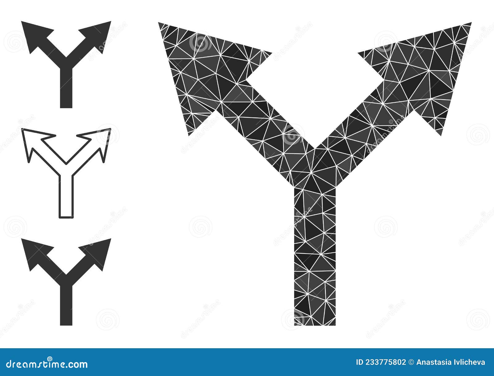 Vector Polygonal Bifurcation Arrow Up Icon and Other Icons Stock Vector ...