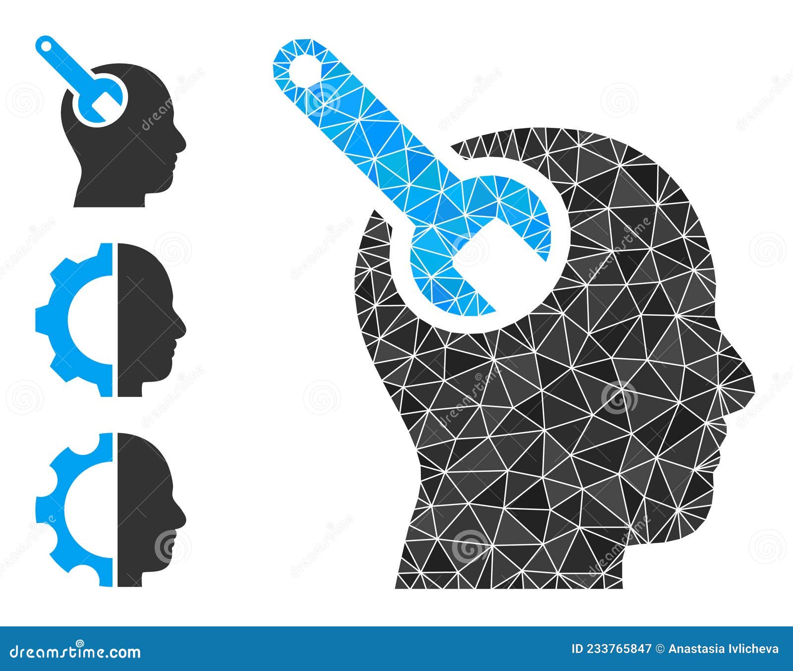 Vector Polygonal Brain Tool Icon with Similar Icons Stock Vector ...