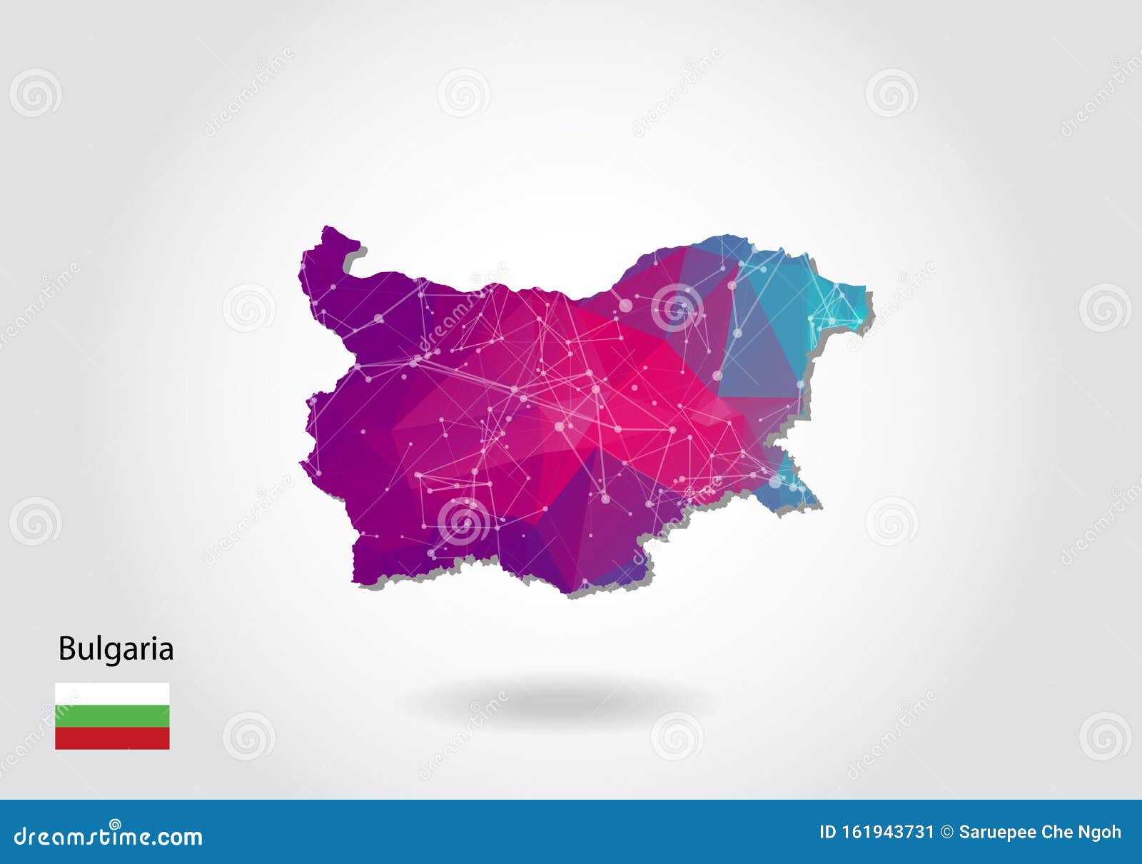 Vector Polygonal Bulgaria Map. Low Poly Design. Map Made of Triangles ...