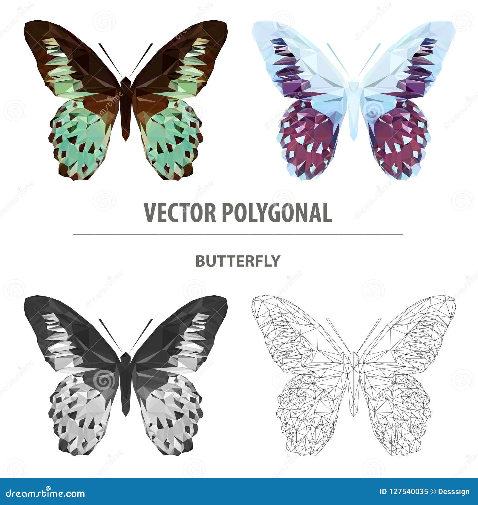 Vector Polygonal Colour Butterfly. Triangle Insect. Stock Illustration ...