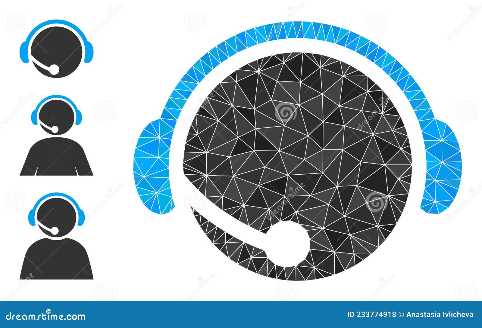 Vector Polygonal Call Center Operator Icon and Other Icons Stock Vector ...