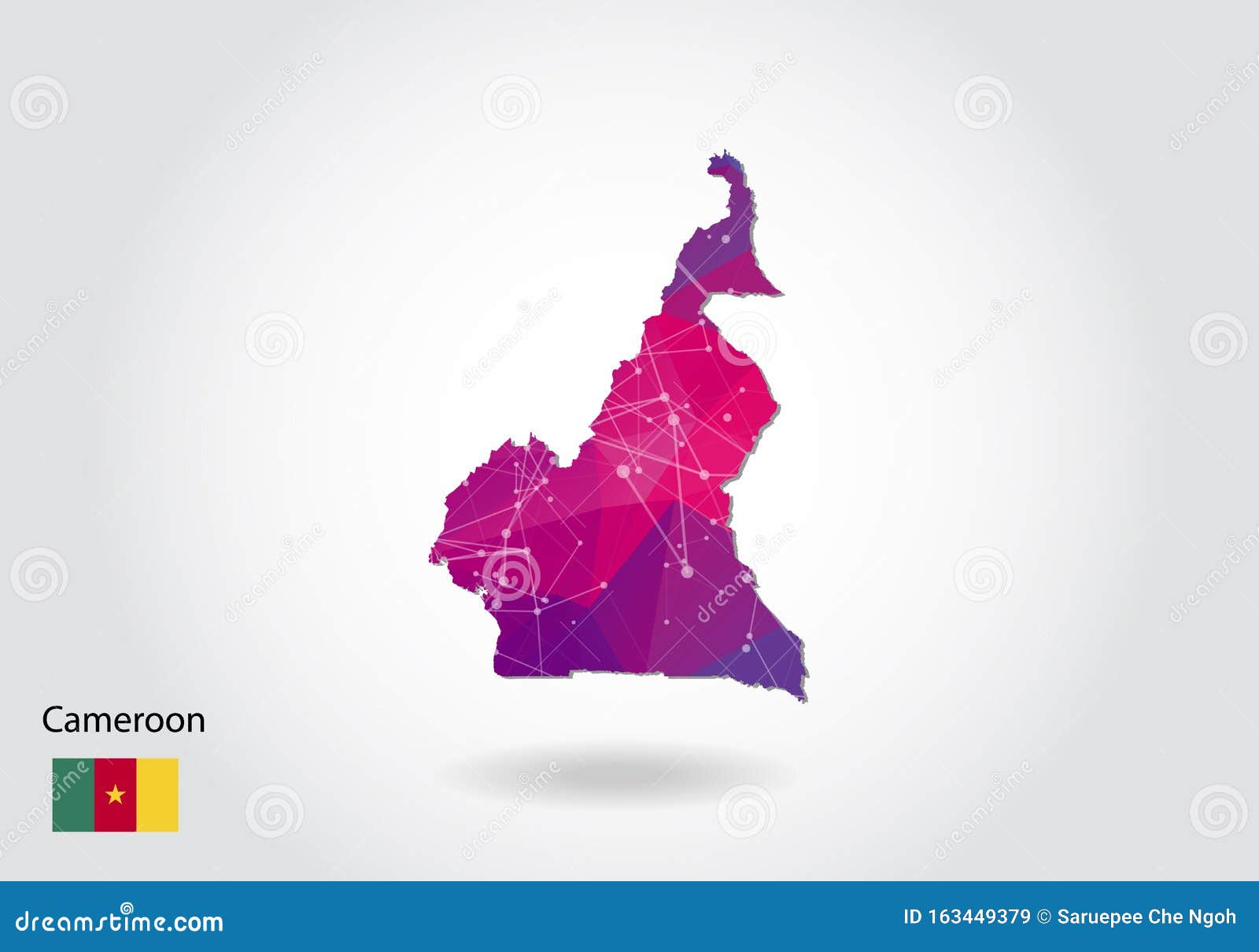 Vector Polygonal Cameroon Map. Low Poly Design. Map Made of Triangles ...