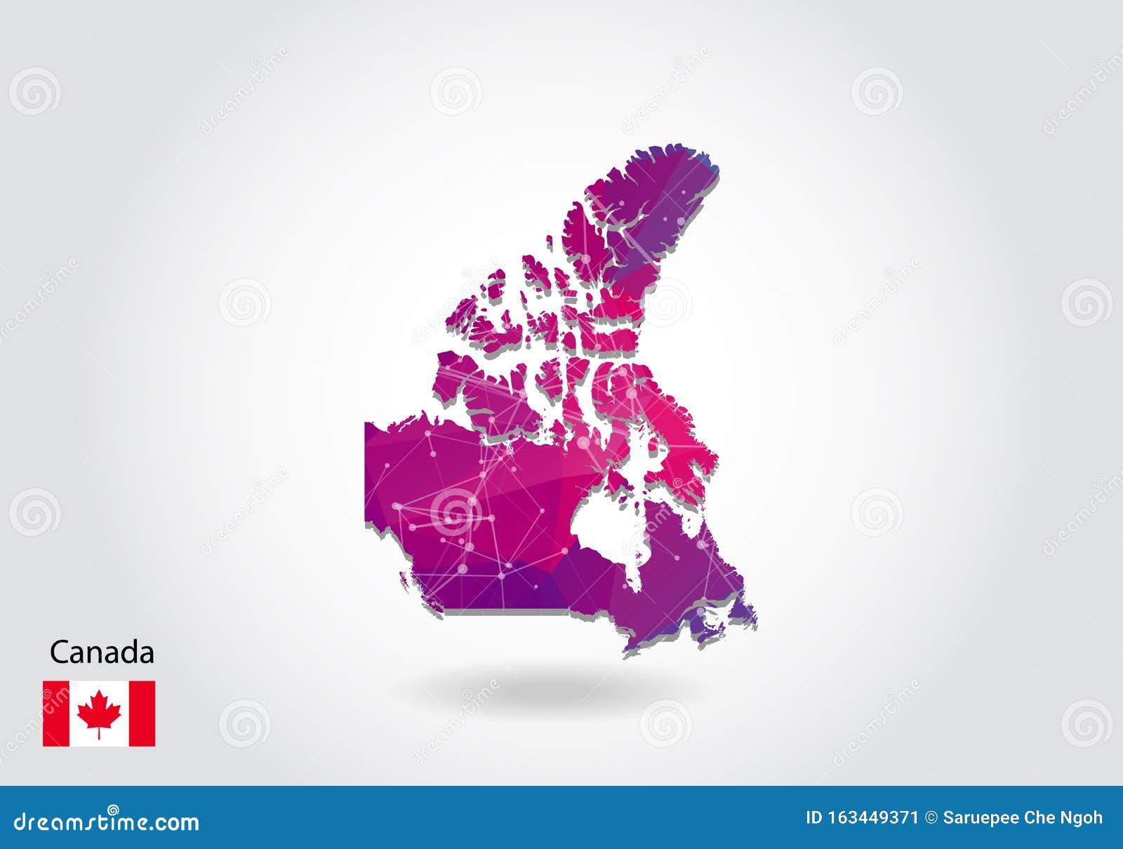 Vector Polygonal Canada Map. Low Poly Design. Map Made of Triangles on ...