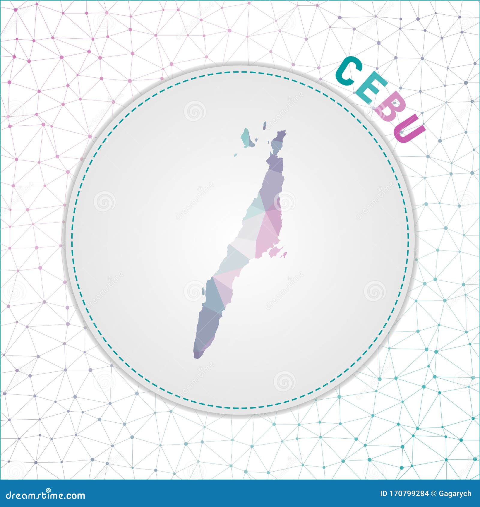 Vector polygonal Cebu map. stock vector. Illustration of card - 170799284