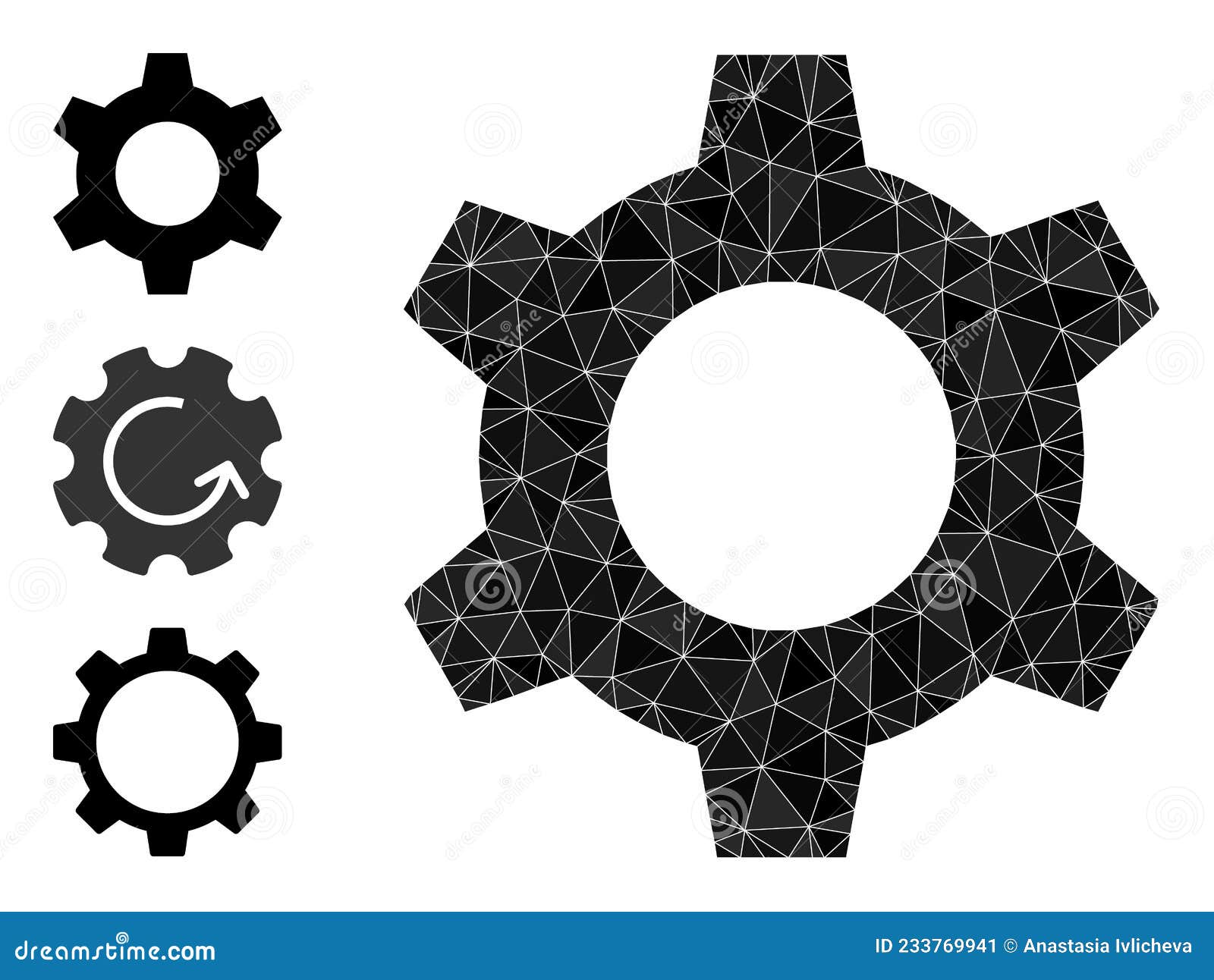 Vector Polygonal Cog Icon and Other Icons Stock Vector - Illustration ...