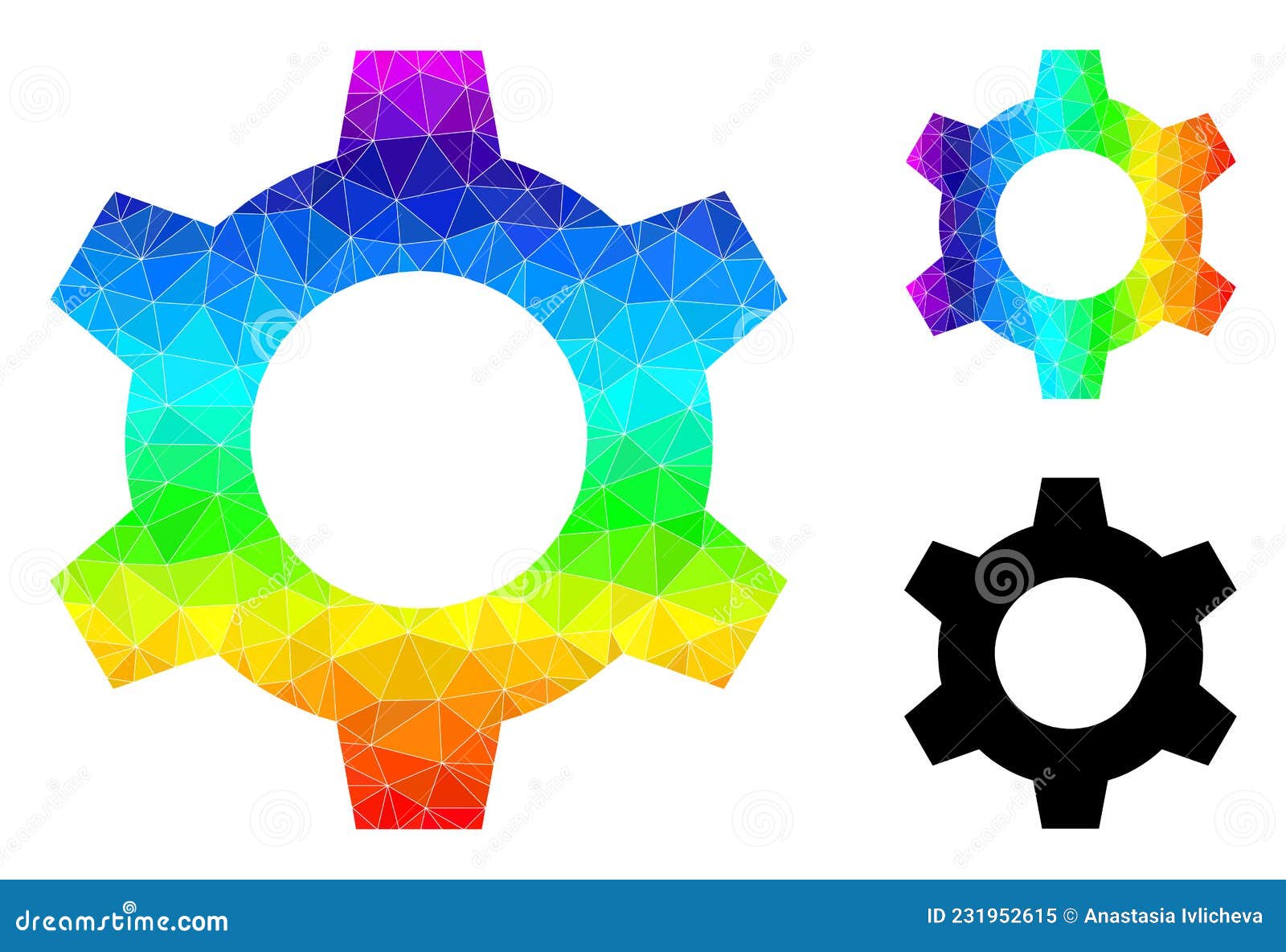 Vector Polygonal Cog Icon with Spectrum Gradient Stock Vector ...