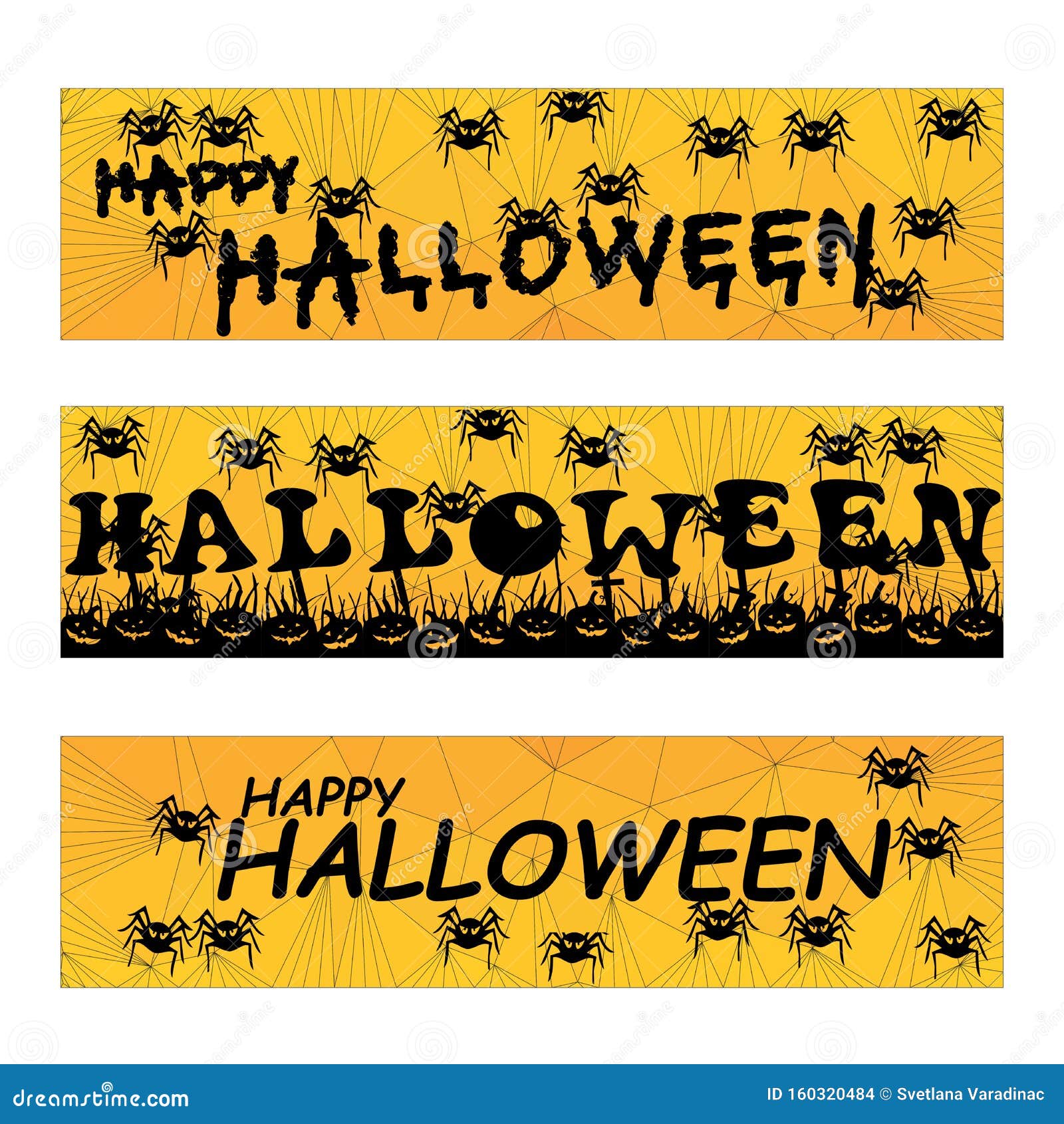 Set of Three Banners for Halloween Composed of Triangles. Stock Vector ...