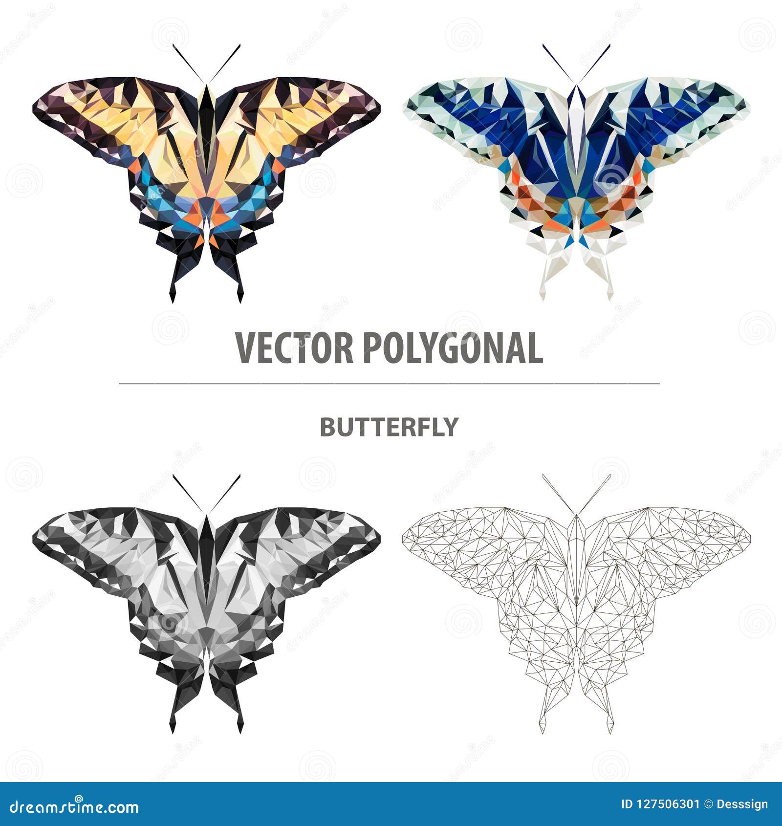 Vector Polygonal Colour Butterfly. Triangle Insect. Stock Illustration ...