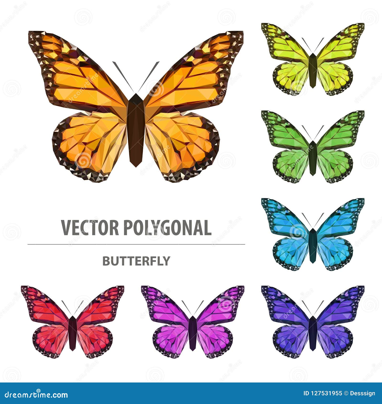 Vector Polygonal Colour Butterfly. Triangle Insect. Stock Illustration ...