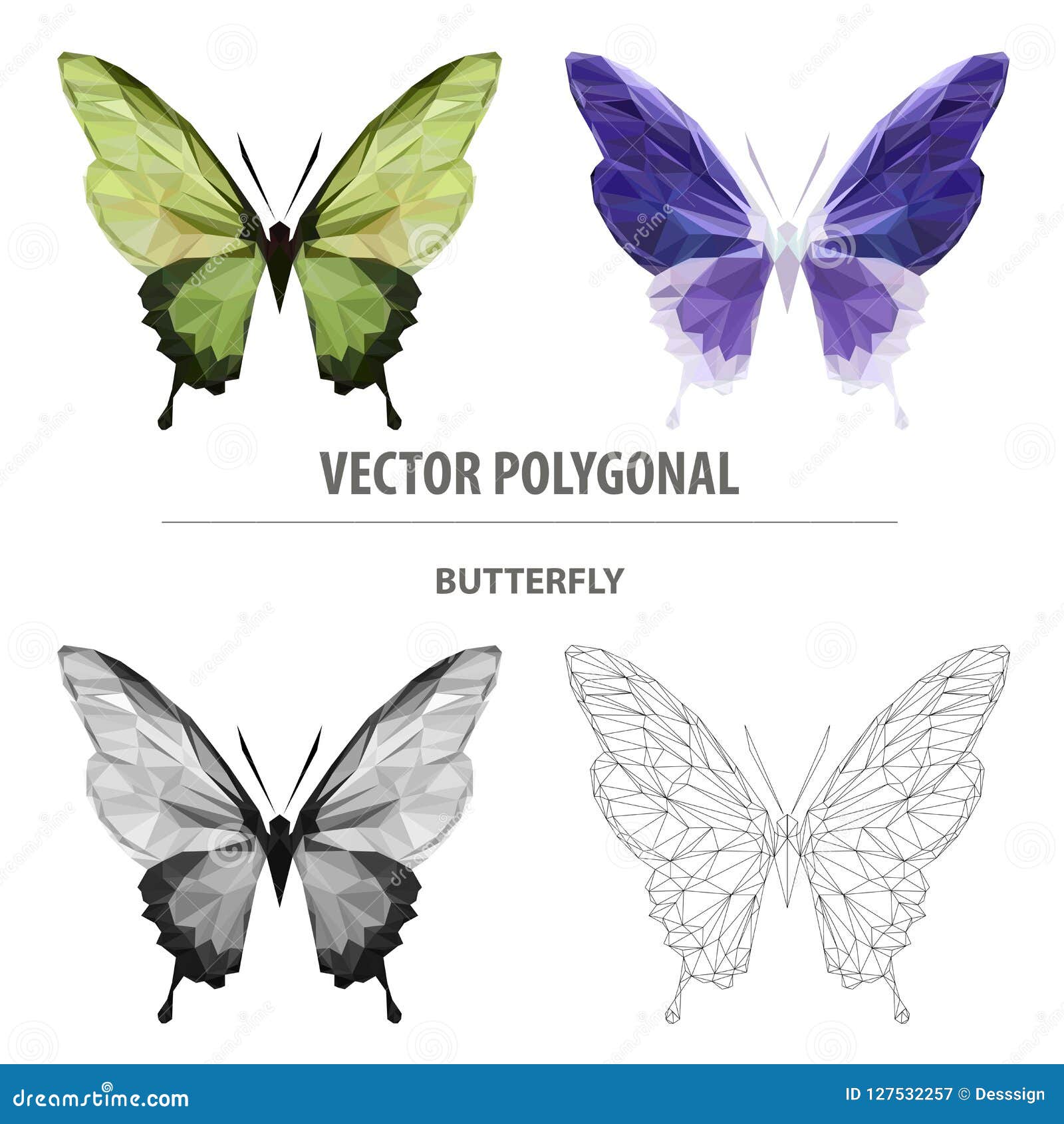 Vector Polygonal Colour Butterfly. Triangle Insect. Stock Illustration ...