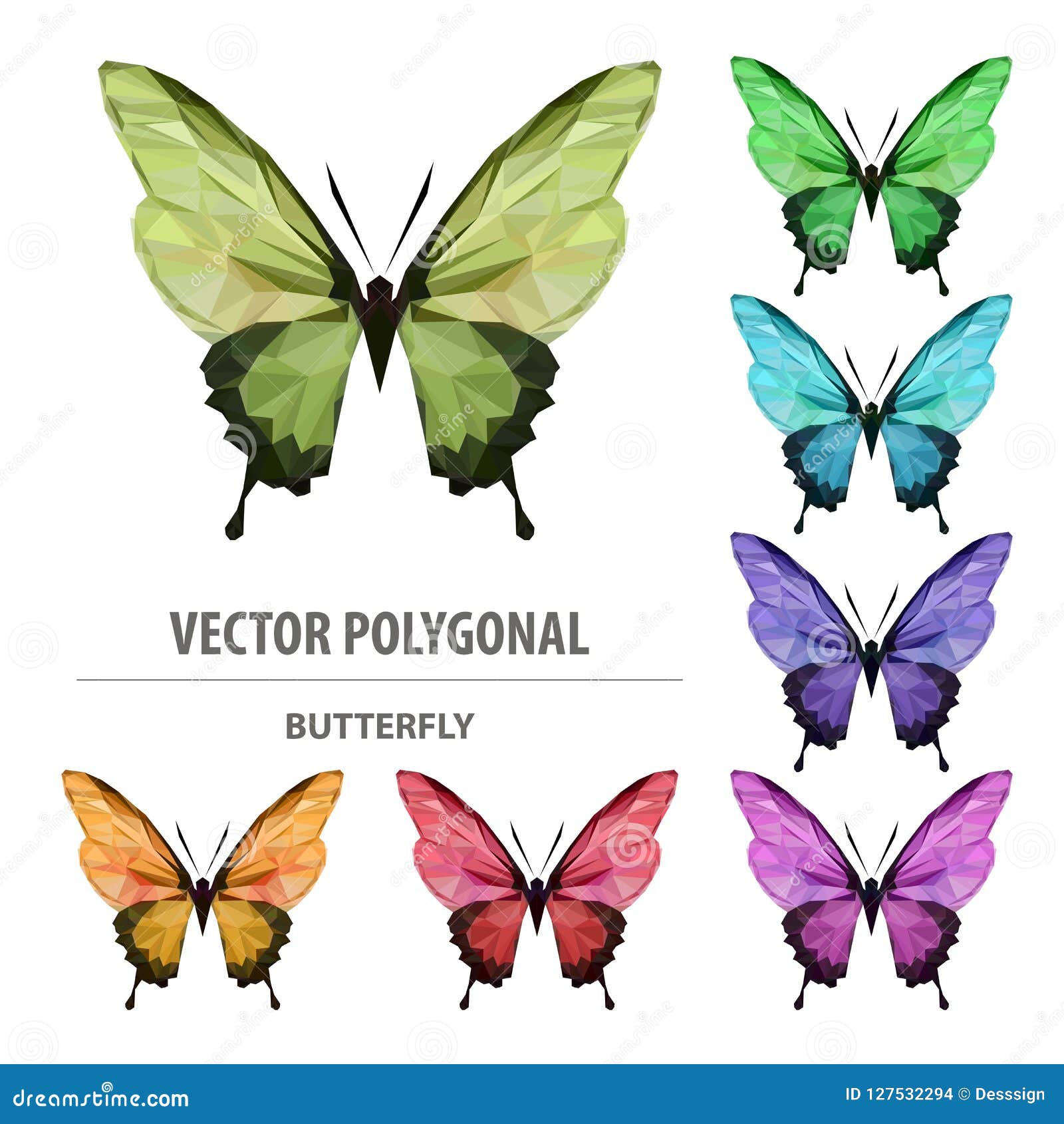 Vector Polygonal Colour Butterfly. Triangle Insect. Stock Illustration ...