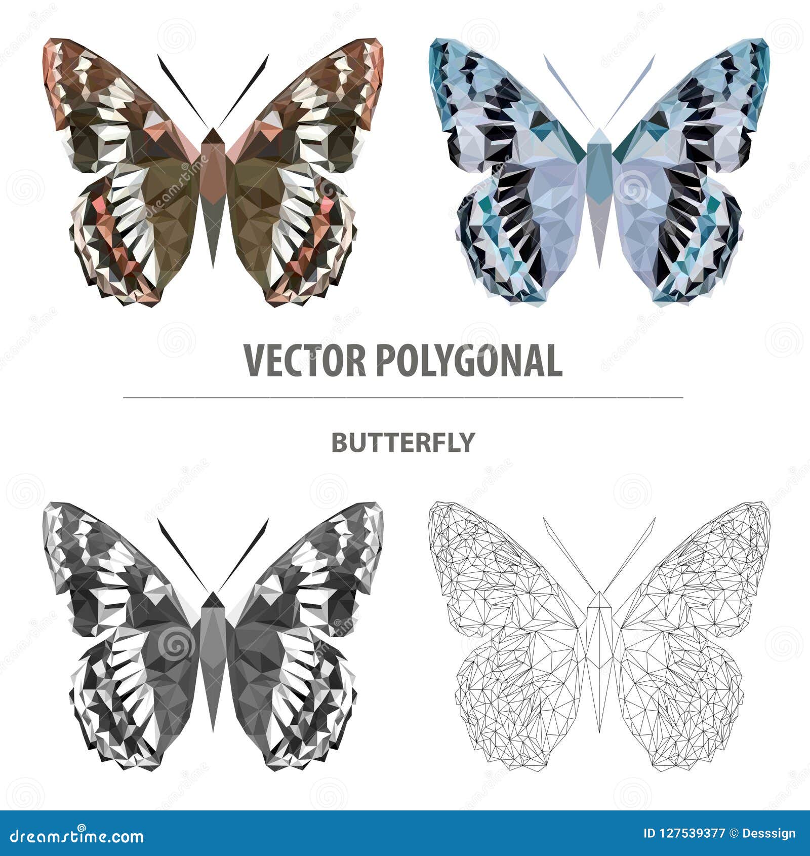 Vector Polygonal Colour Butterfly. Triangle Insect. Stock Illustration ...
