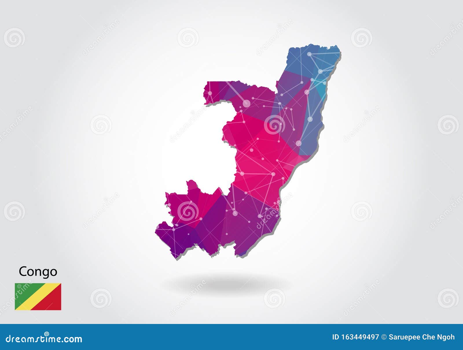 Vector Polygonal Congo Map. Low Poly Design. Map Made of Triangles on ...