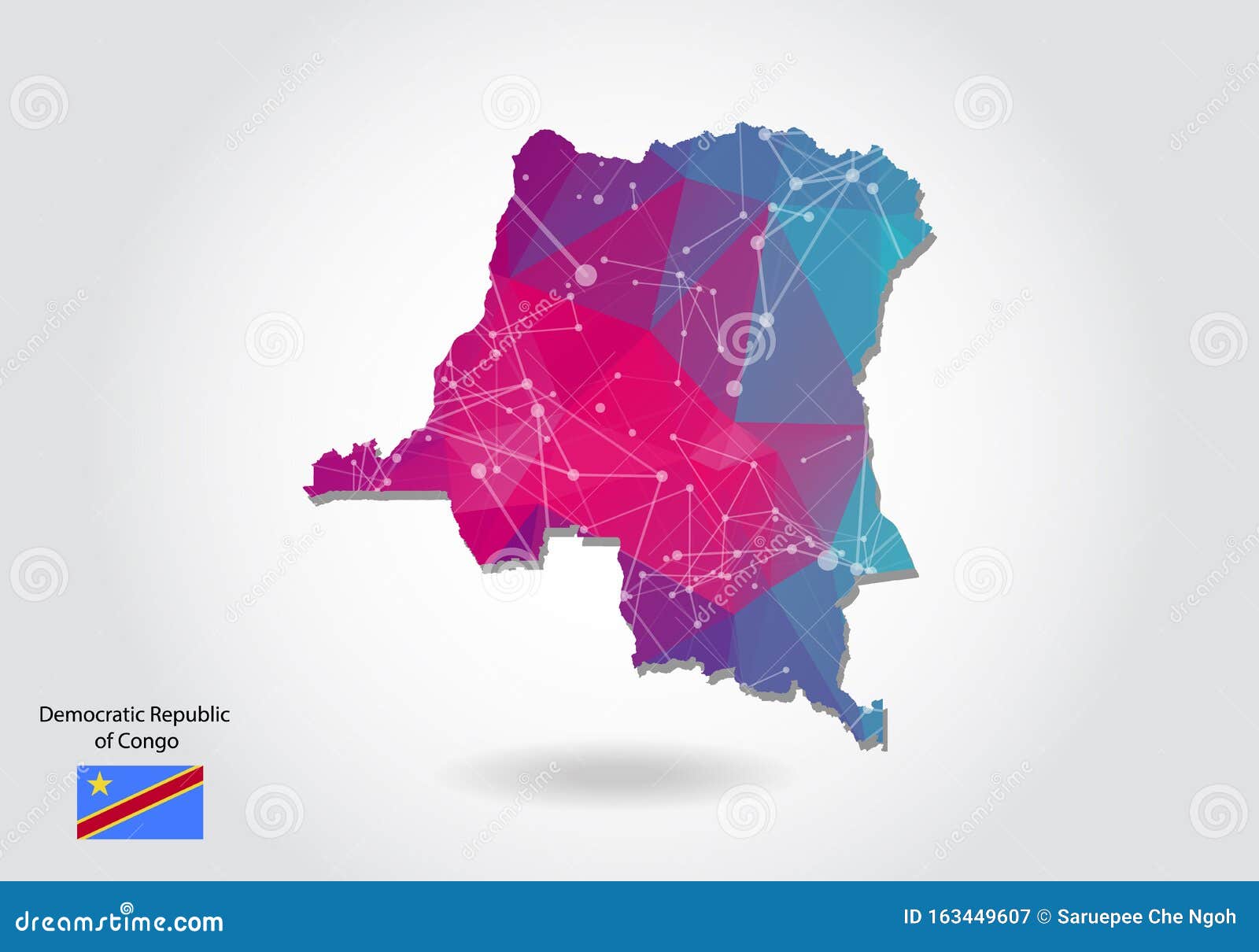 Vector Polygonal Democratic Republic of Congo Map. Low Poly Design. Map ...