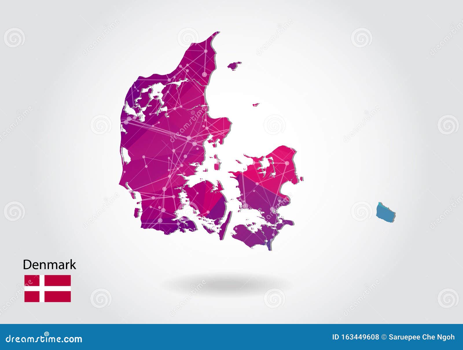 Vector Polygonal Denmark Map. Low Poly Design. Map Made of Triangles on ...