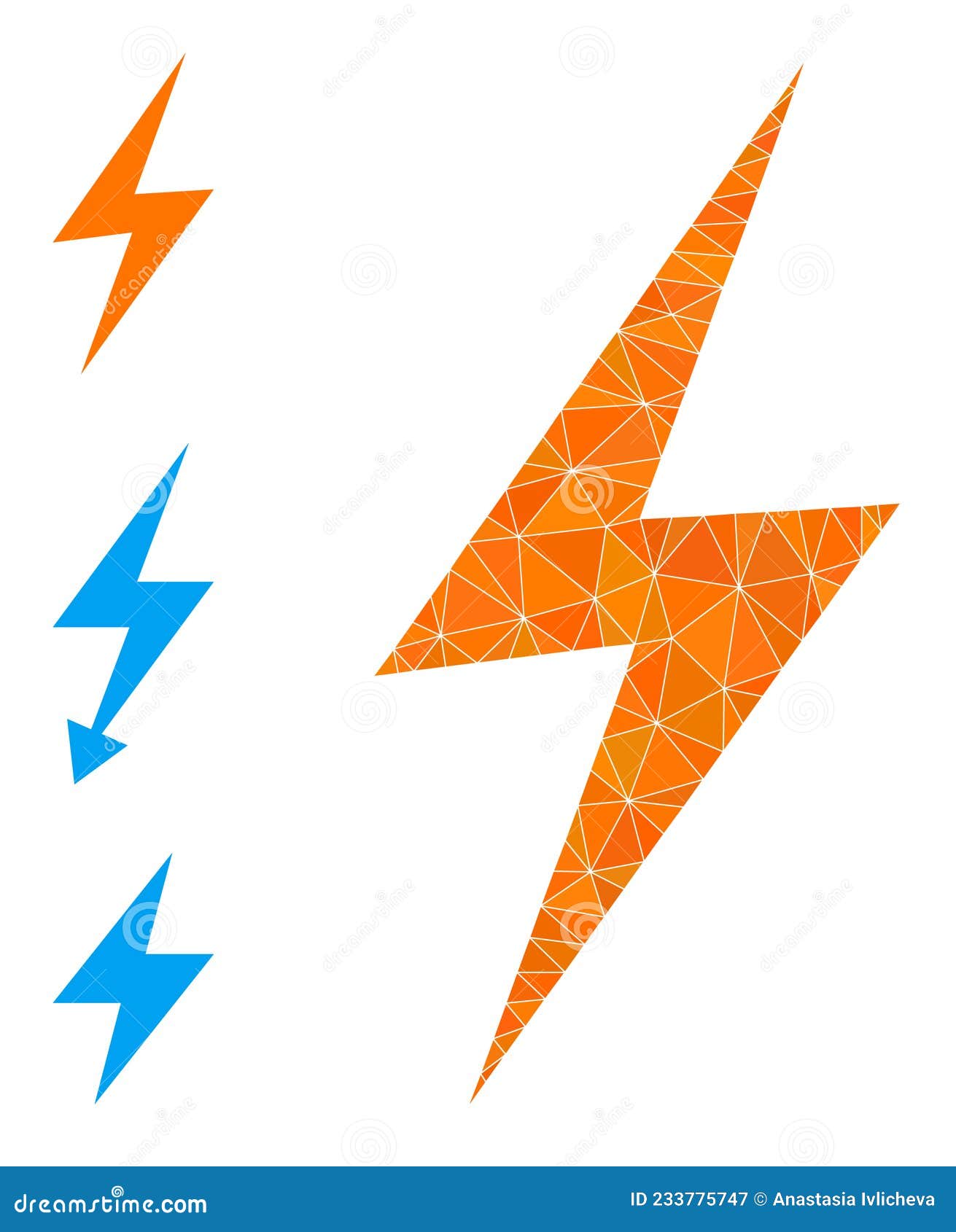 Vector Polygonal Electric Spark Icon with Bonus Icons Stock Vector ...