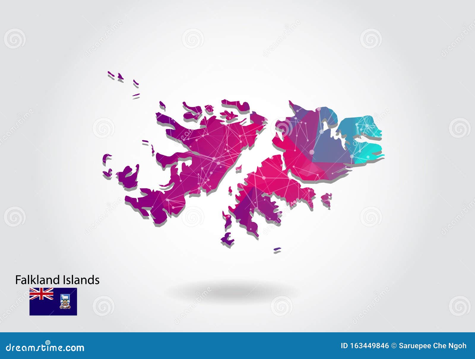 Vector Polygonal Falkland Islands Map. Low Poly Design. Map Made of ...