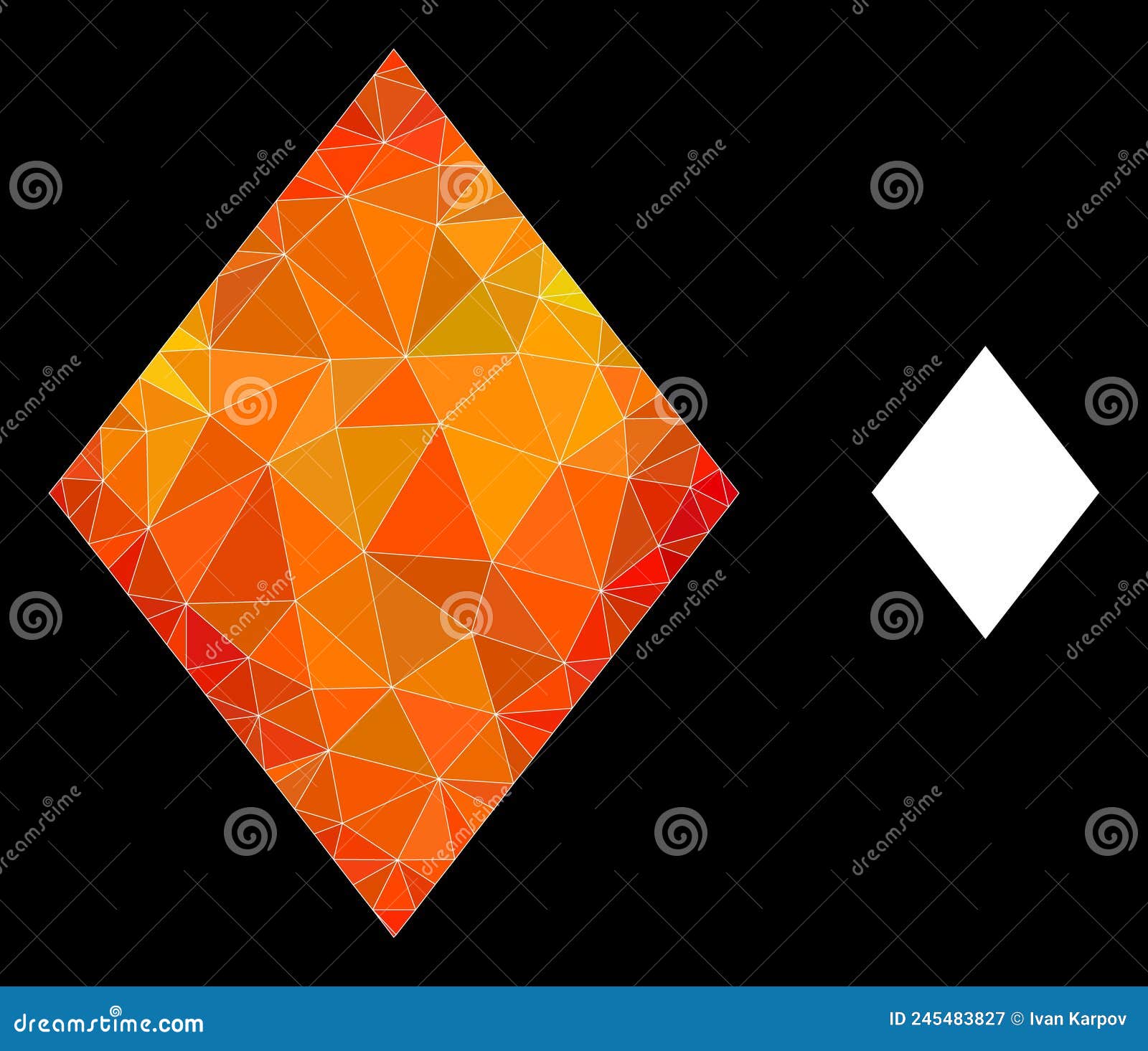 Vector Polygonal Filled Rhombus Icon with Orange Colored Gradient Stock ...