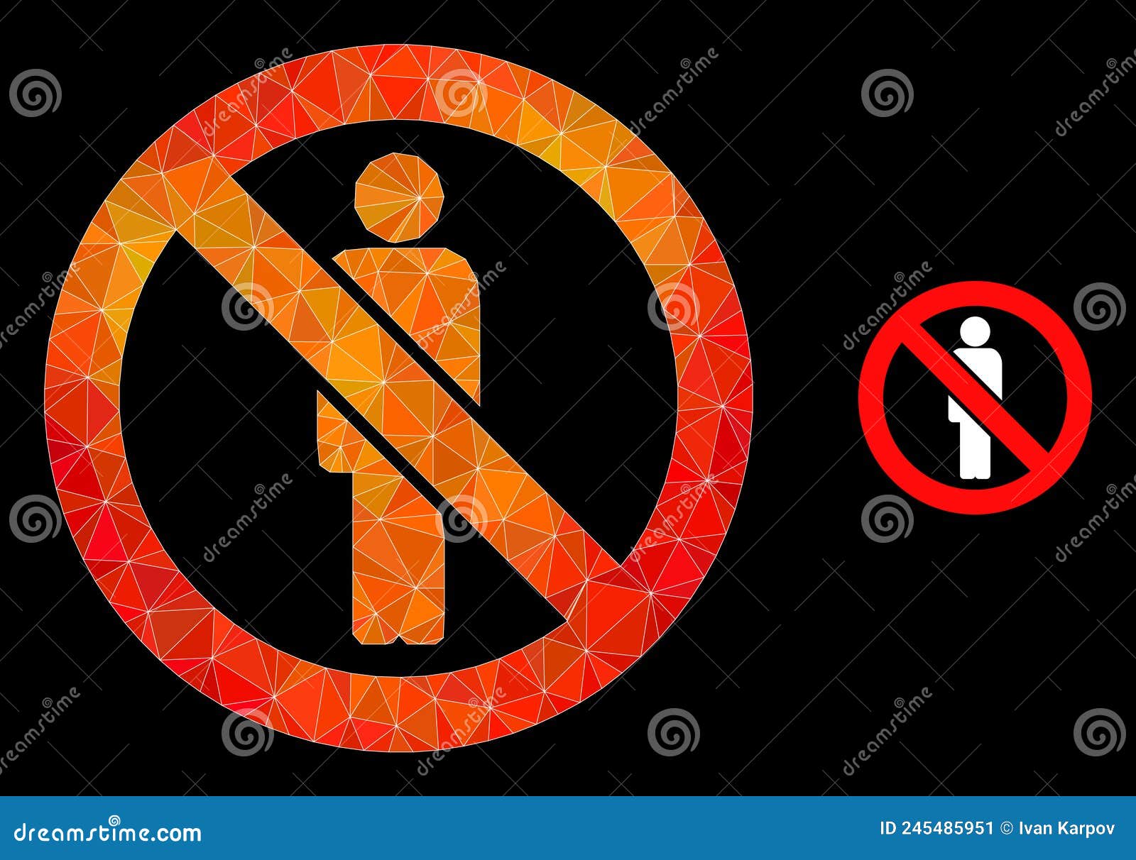 Vector Polygonal Forbidden Man Icon with Orange Colored Gradient Stock ...