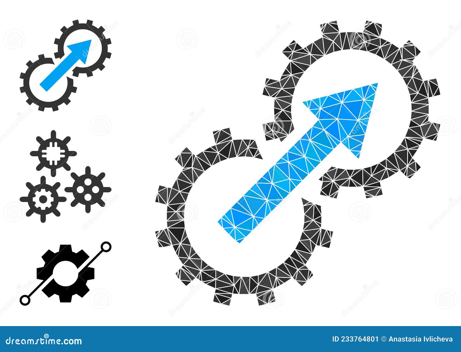 Vector Polygonal Gear Integration Icon and Bonus Icons Stock Vector ...
