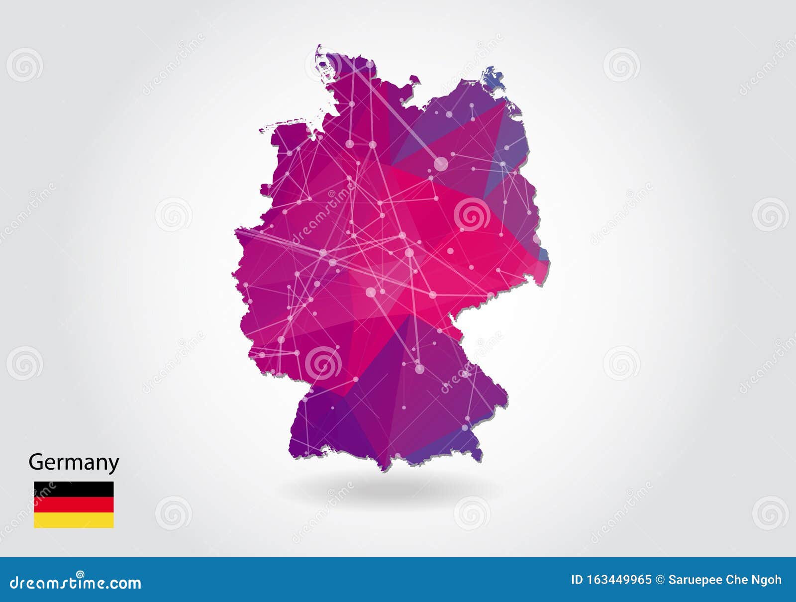 Vector Polygonal Germany Map. Low Poly Design. Map Made of Triangles on ...