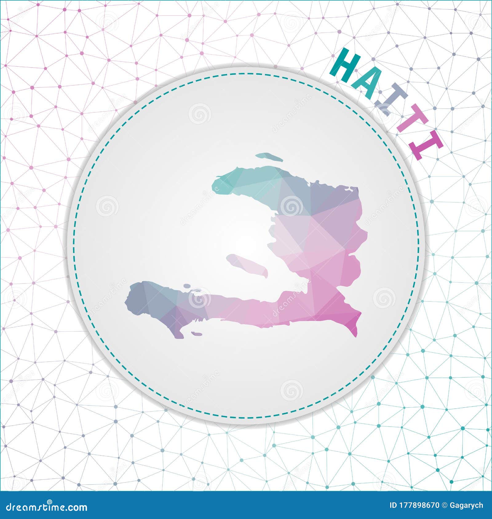 2D Polygonal Map Of Haiti Tortuga Island With Red Stars Cartoon Vector ...