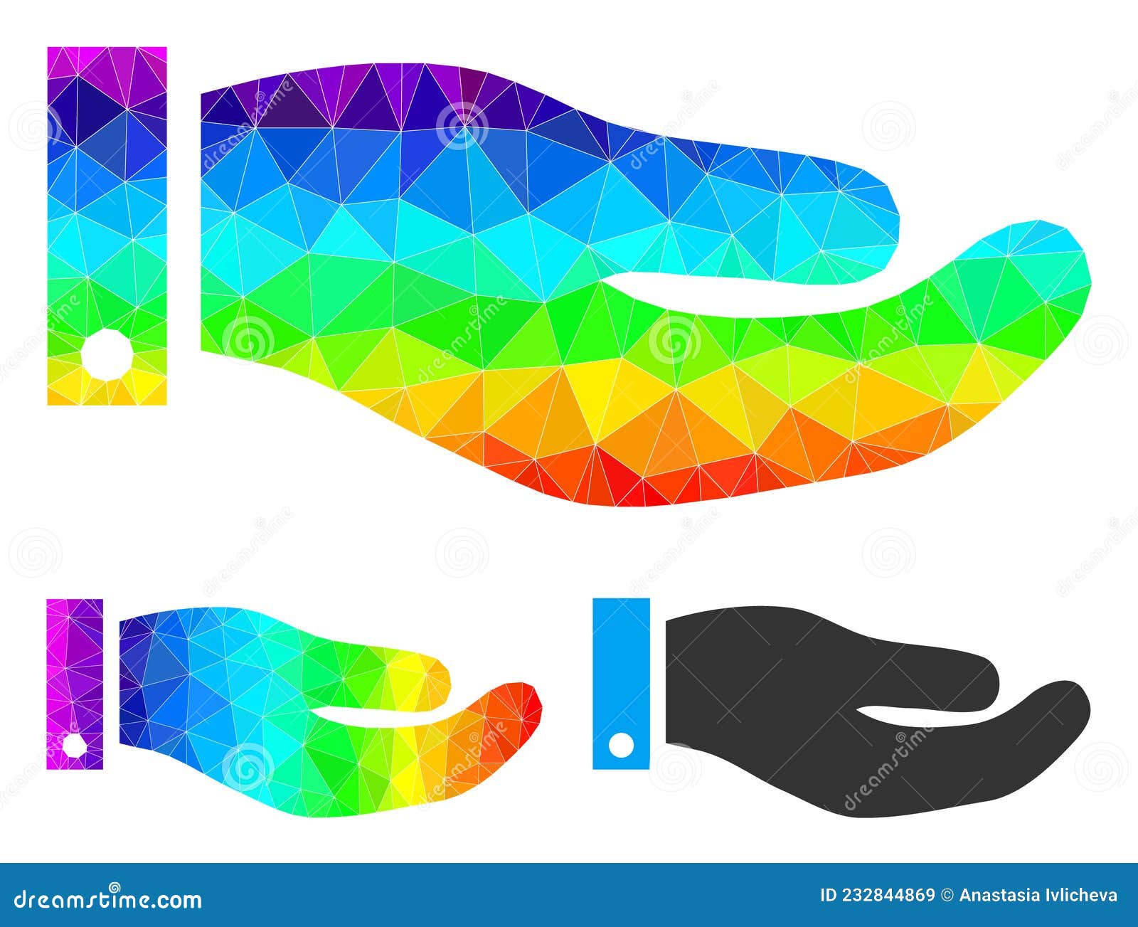 Vector Polygonal Hand Icon with Spectrum Gradient Stock Vector ...
