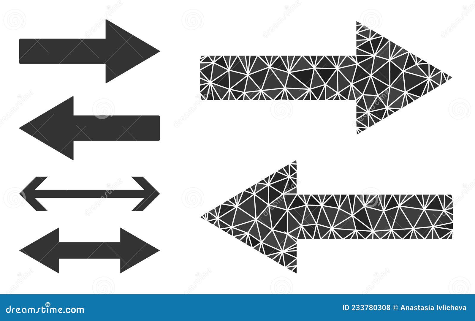 Vector Polygonal Horizontal Flip Arrows Icon with Similar Icons Stock ...