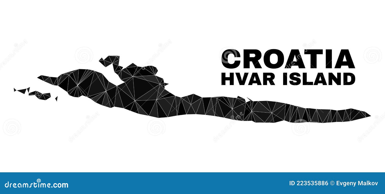 Vector Polygonal Hvar Island Map Stock Vector - Illustration of vector ...