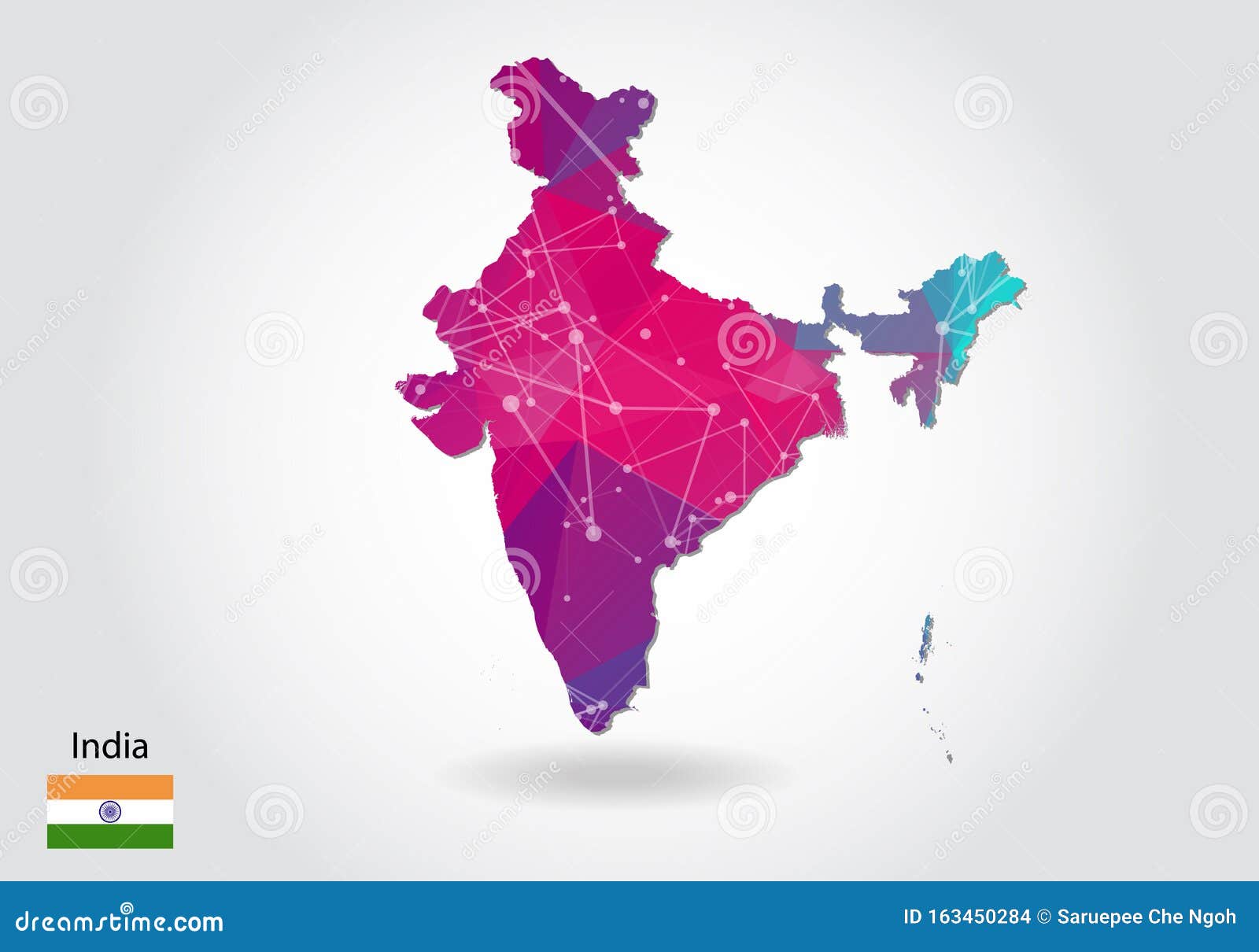 Vector Polygonal India Map. Low Poly Design. Map Made of Triangles on ...