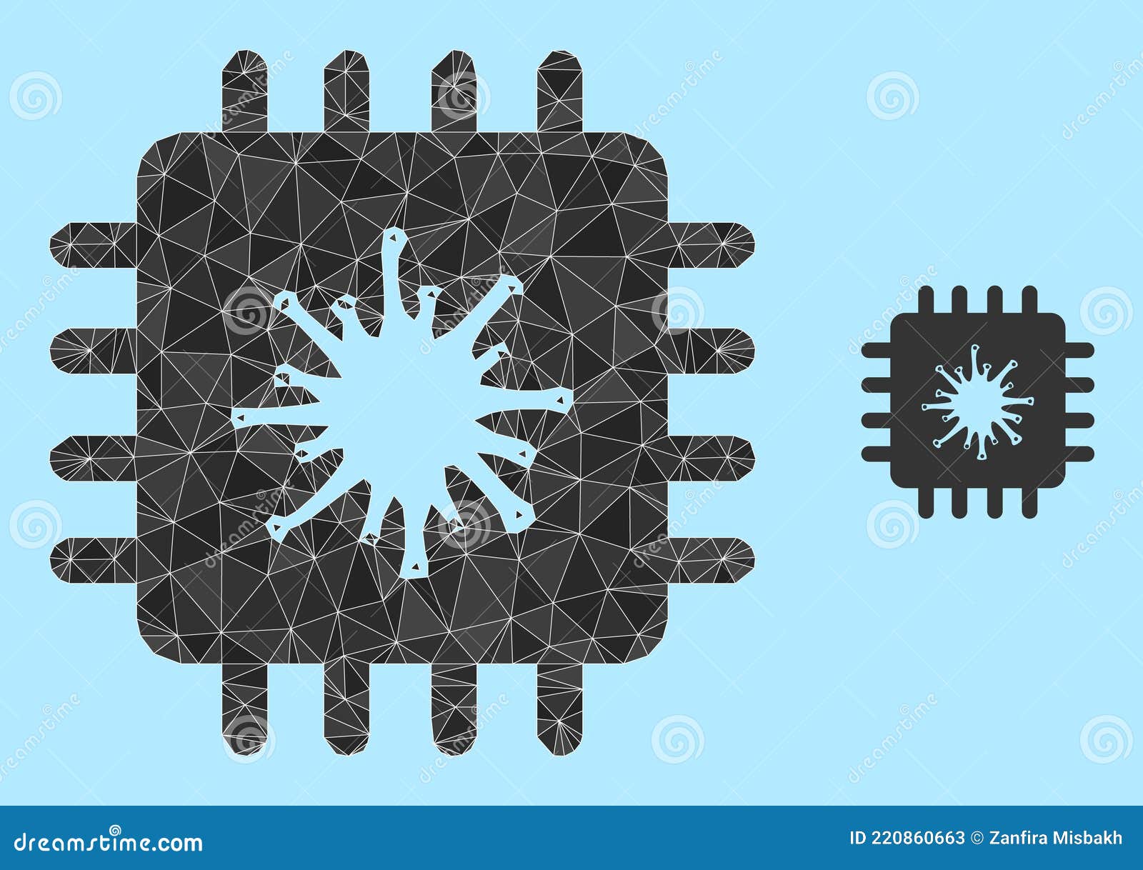 Vector Polygonal Infected Chip Icon Stock Vector - Illustration of ...