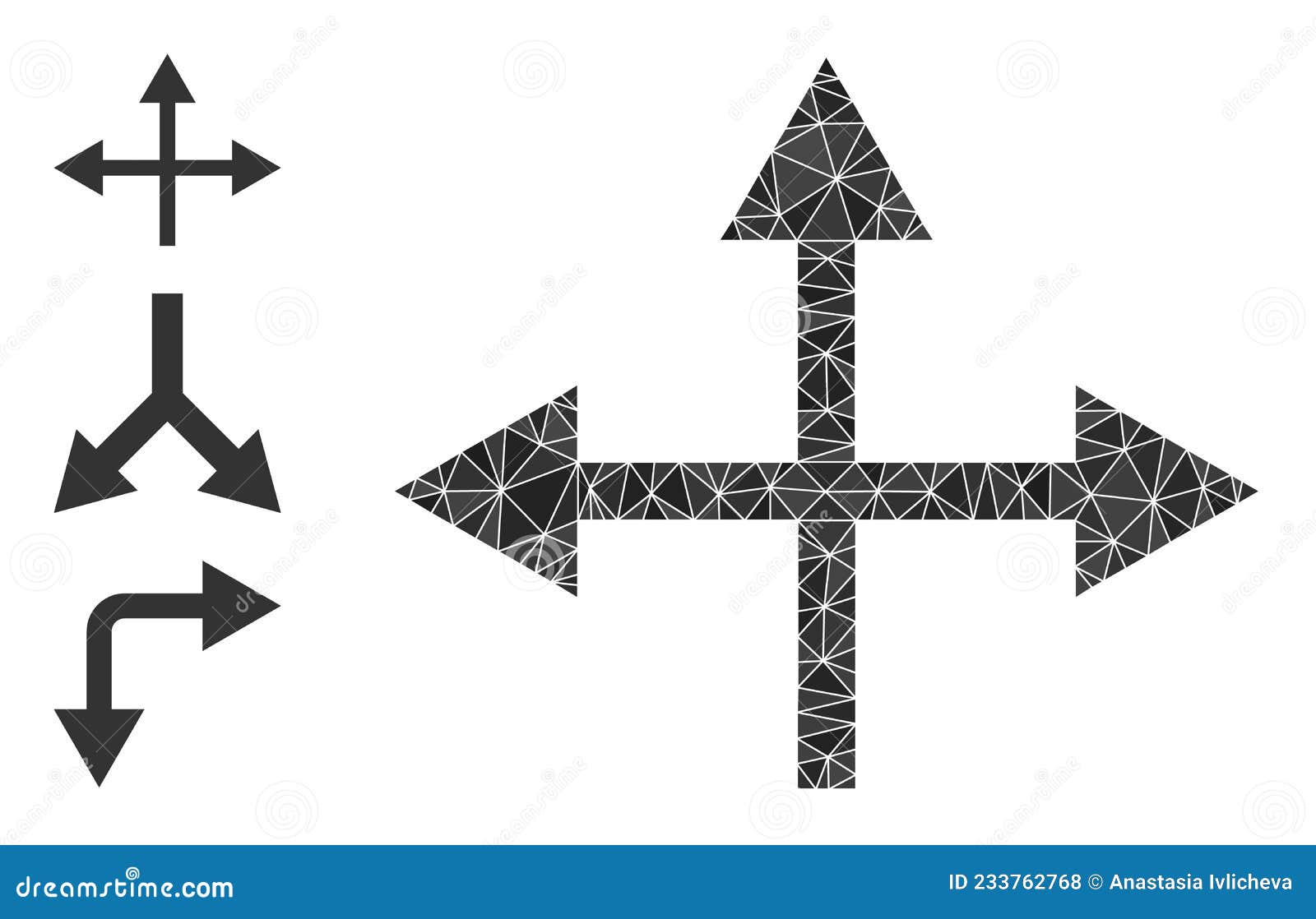 Vector Polygonal Intersection Directions Icon with Other Icons Stock ...