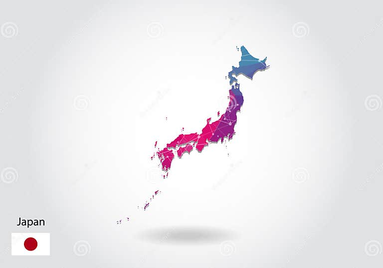 Vector Polygonal Japan Map. Low Poly Design. Map Made of Triangles on ...