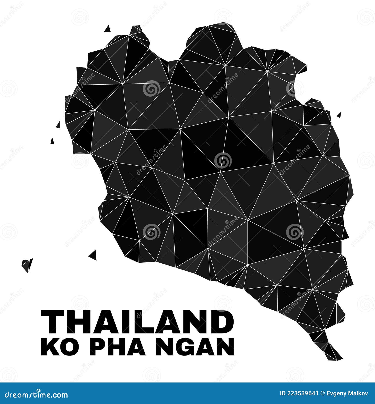 Vector Polygonal Ko Pha Ngan Map Stock Vector - Illustration of ...