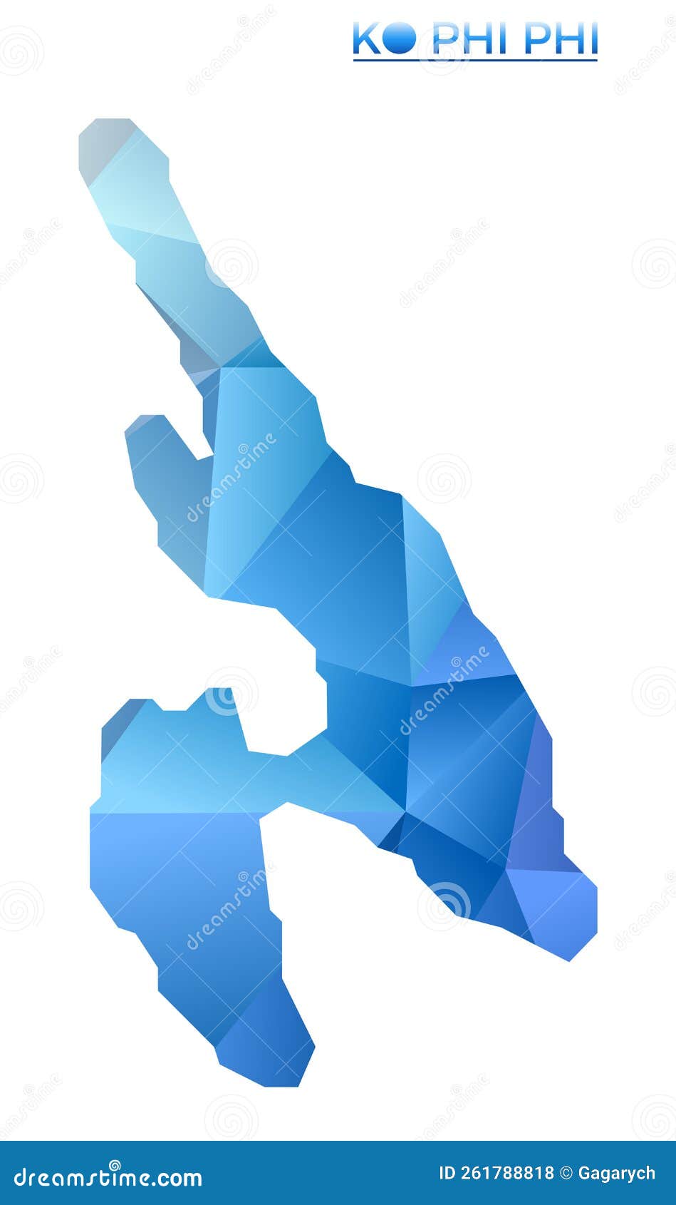 Vector Polygonal Ko Phi Phi Map. Stock Vector - Illustration of bangkok ...