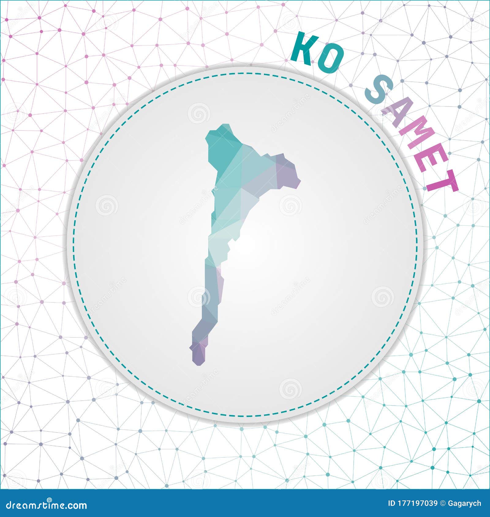 Vector Polygonal Ko Samet Map. Stock Vector - Illustration of mesh ...