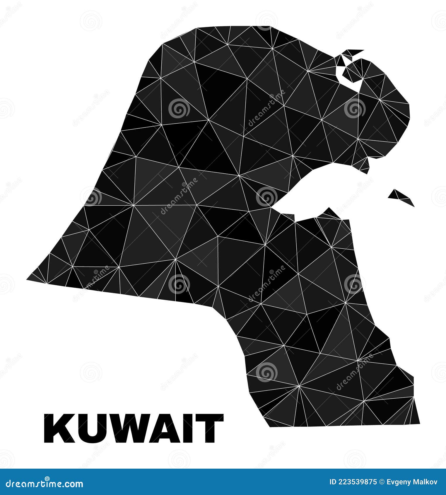 Vector Polygonal Kuwait Map Stock Vector - Illustration of grid ...