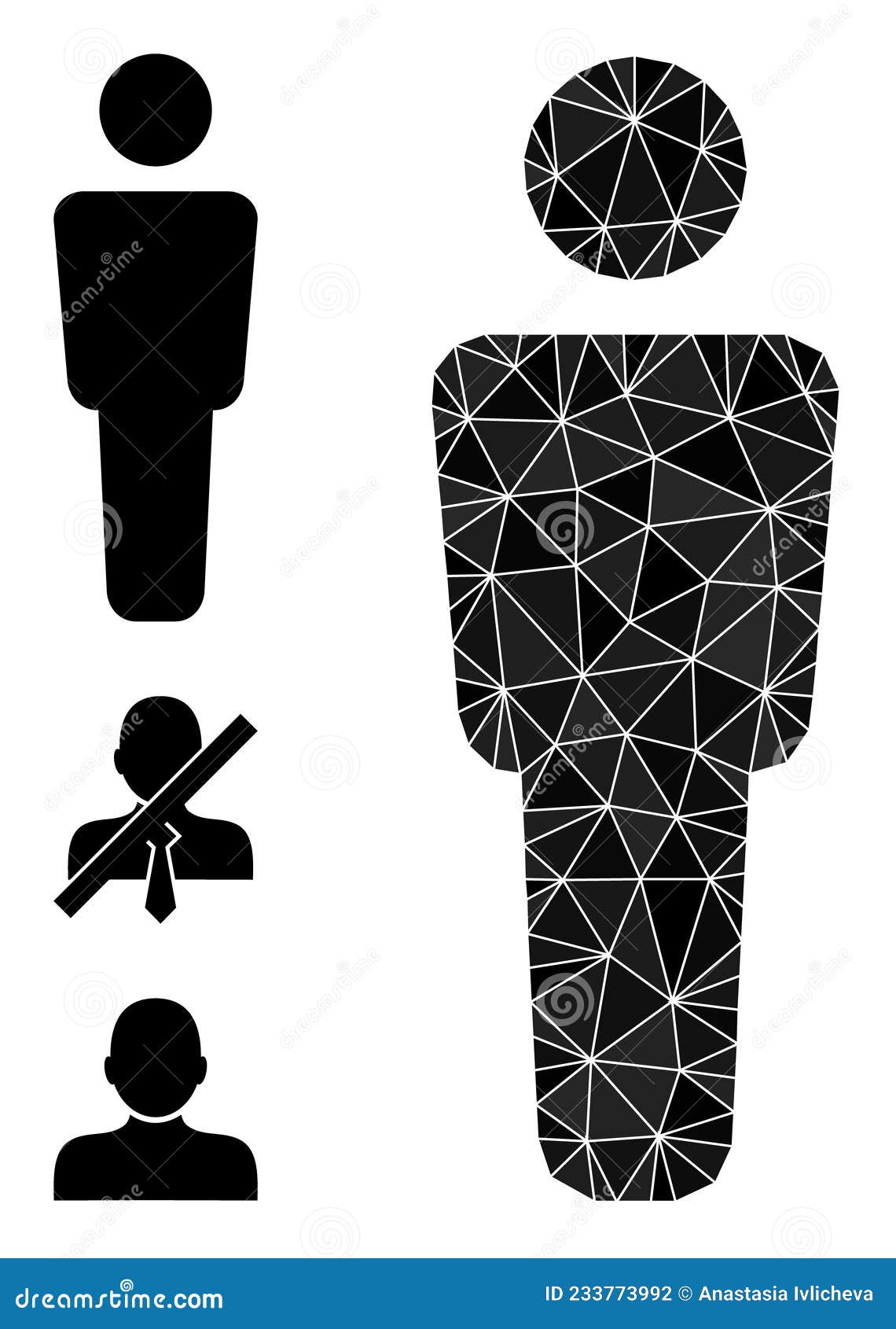 Vector Polygonal Man Alone Icon with Bonus Icons Stock Vector ...