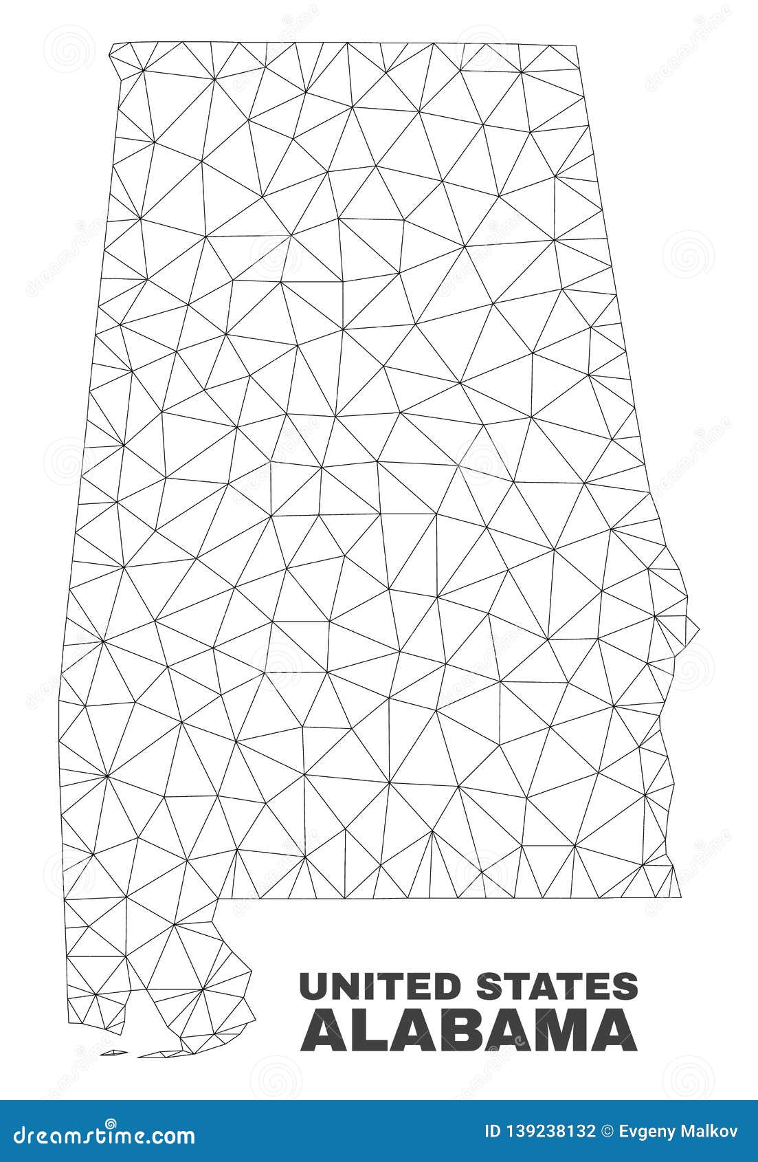 Vector Polygonal Mesh Alabama State Map Stock Vector - Illustration of ...
