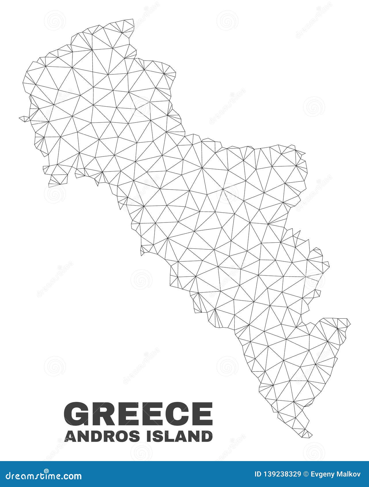 Vector Polygonal Mesh Andros Island of Greece Map Stock Vector ...