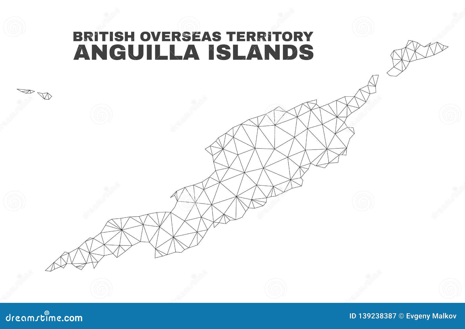 Vector Polygonal Mesh Anguilla Islands Map Stock Vector - Illustration ...