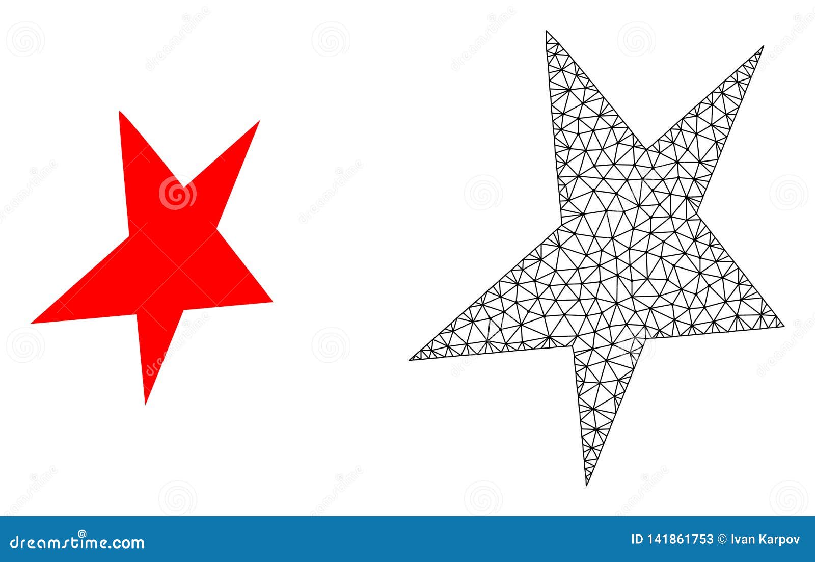Vector Polygonal Mesh Asymmetrical Star and Flat Icon Stock Vector ...