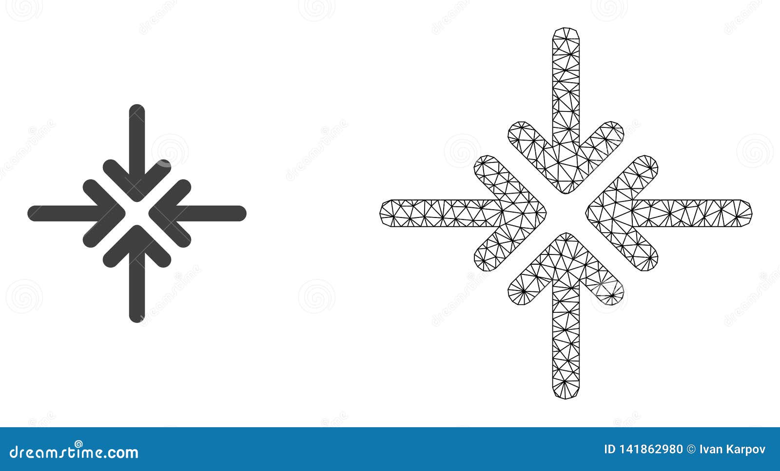 Vector Polygonal Mesh Collapse Arrows and Flat Icon Stock Vector ...