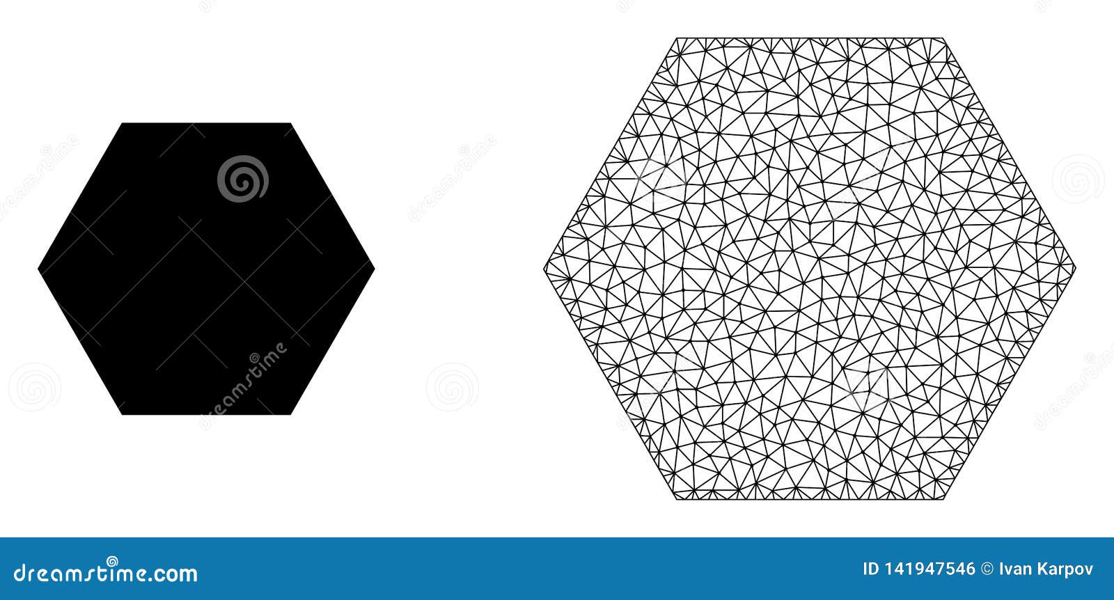 Vector Polygonal Mesh Filled Hexagon and Flat Icon Stock Vector ...