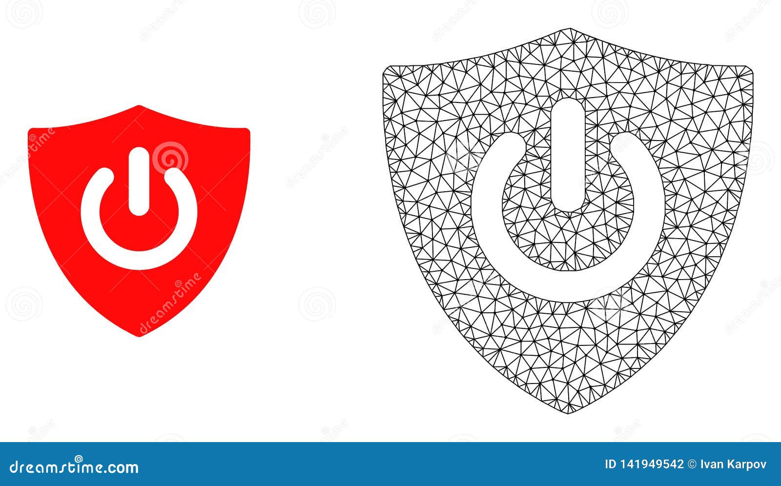 Vector Polygonal Mesh Shield Turn Off and Flat Icon Stock Vector ...